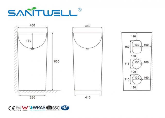 Standard Size Floor Standing Hand Wash Basin With Pedestal Solid ...