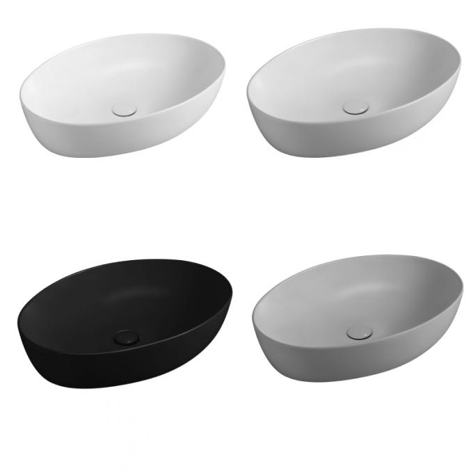 Popular Models Matt Grey Oval Basin Color Wash Basin Bathroom Ceramic Basin